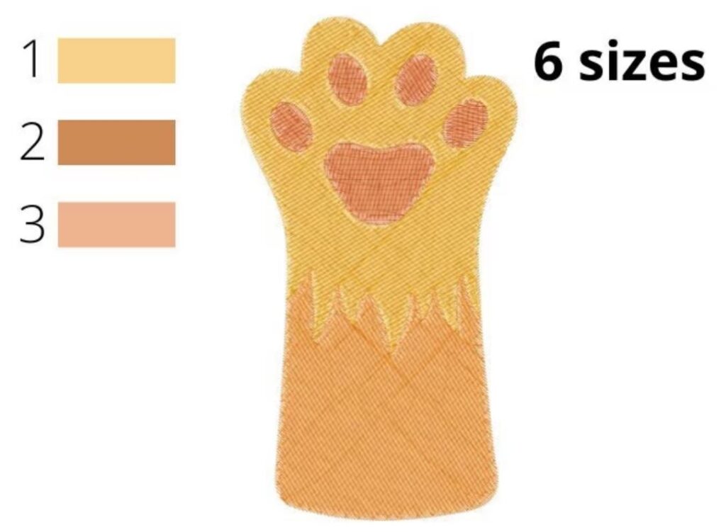 Paw Embroidery Design, 6 sizes, Dogs Paw Embroidery, Cat Paw Embroidery ...