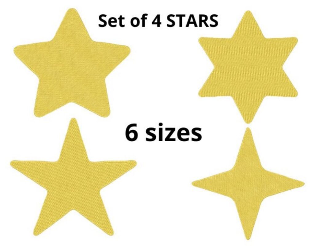 Set of 4 Stars Embroidery Design, 6 sizes, Star Embroidery, Stars ...