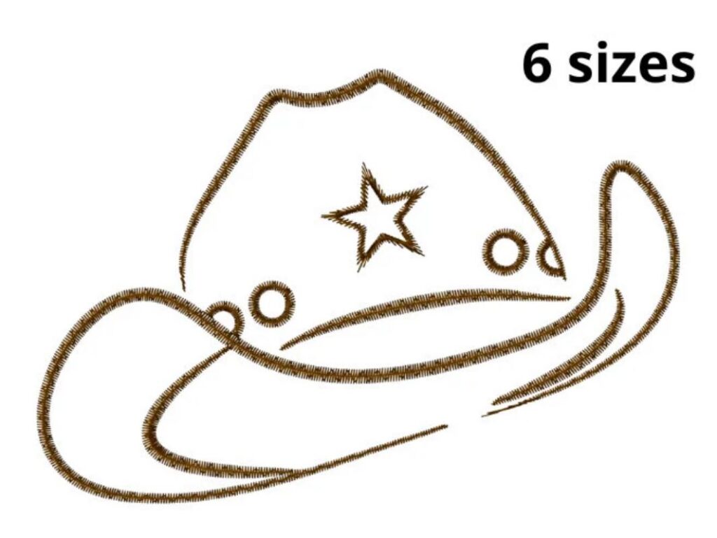 Cowboy Hat Embroidery Design, 6 sizes, Cowboy Embroidery, Cowboy Hat ...