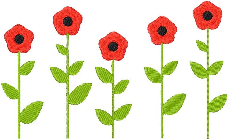 Poppy Design, 7 sizes, Machine Embroidery Design, Poppy shapes Design ...