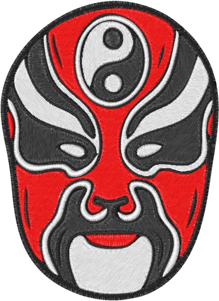 Chinese Mask Design, 7 sizes, Machine Embroidery Design, Chinese Mask ...